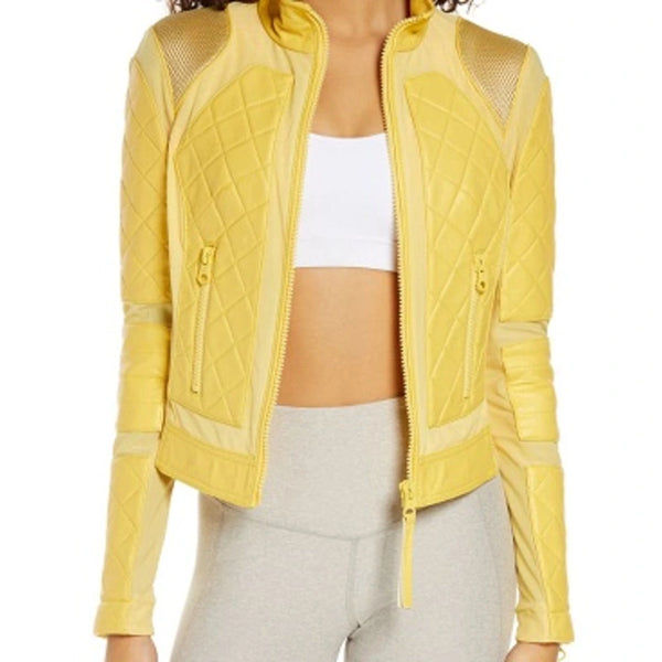 Yellow Quilted Leather Jacket – Vintage Jacket
