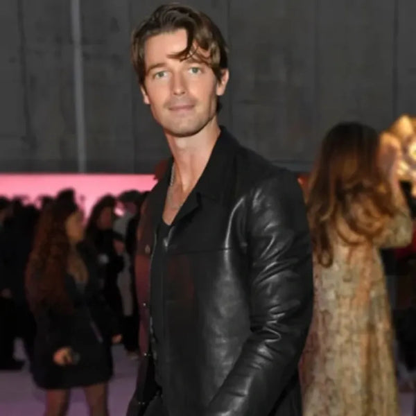 Patrick Schwarzenegger VSFS Leather Jacket | Stylish Celebrity Outfit ...