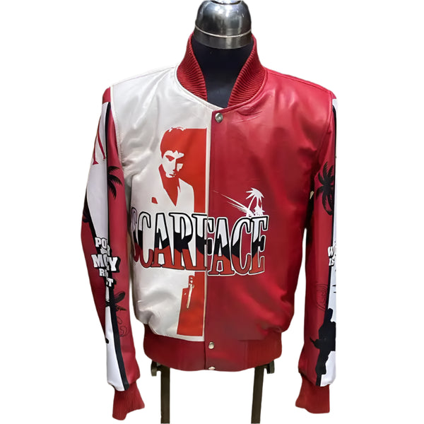 Scarface Red & White Leather Jacket – Vintage Jacket