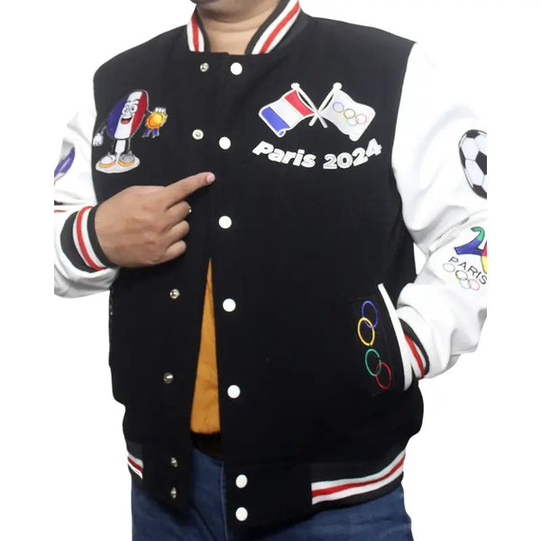 Olympics Games Paris 2024 France Black Varsity Jacket – Vintage Jacket