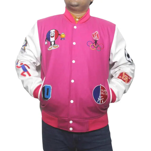 Olympics Games Paris 2024 France Pink Varsity Jacket – Vintage Jacket