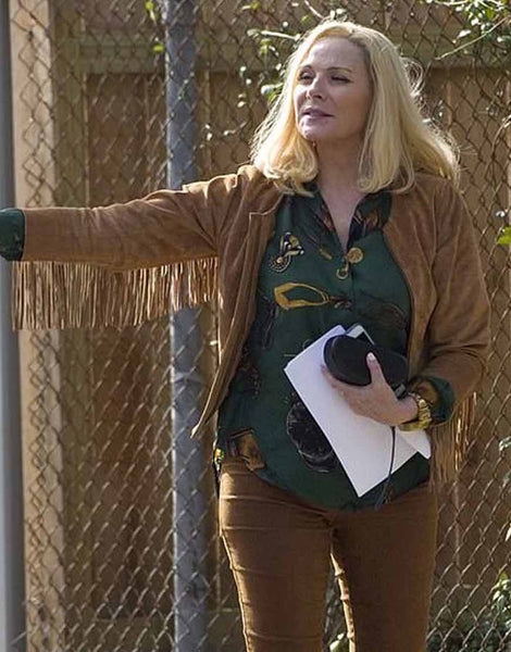 Filthy Rich Margaret Monreaux Brown Suede Leather Jacket - Kim Cattrall ...