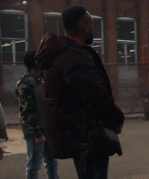 The Equalizer Kenya Bell Maroon Puffer Jacket with Hood - Jayson Wesley ...