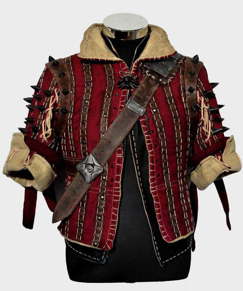 Video Game The Witcher 3 Eskel Red Jacket with Studs – Vintage Jacket