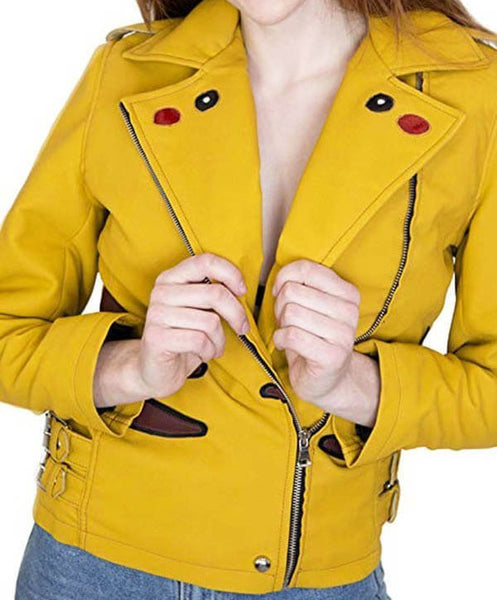Pikachu Pokemon Yellow Leather Jacket | 41% Off - Vintage Jackets