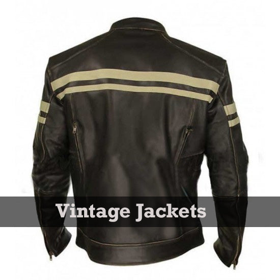 Cafe Racer Men Leather Brown Jacket - Vintage Jackets