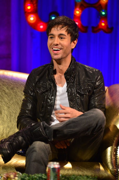Enrique Iglesias Shiny Leather Jacket – Bold Look – Vintage Jacket