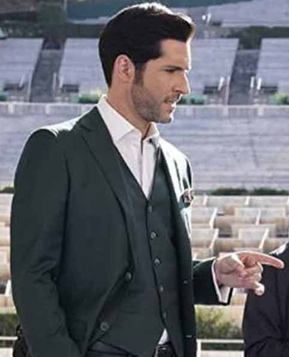Lucifer Morningstar Lucifer S05 Part 2 Tom Ellis Green Men’s Suit ...
