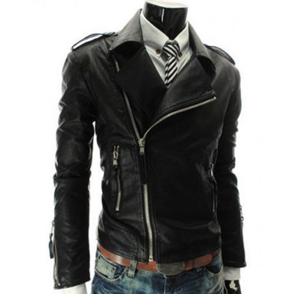 Slim Fit Zipper Mens Asymmetrical Jacket flat 48% off - Vintage Jackets